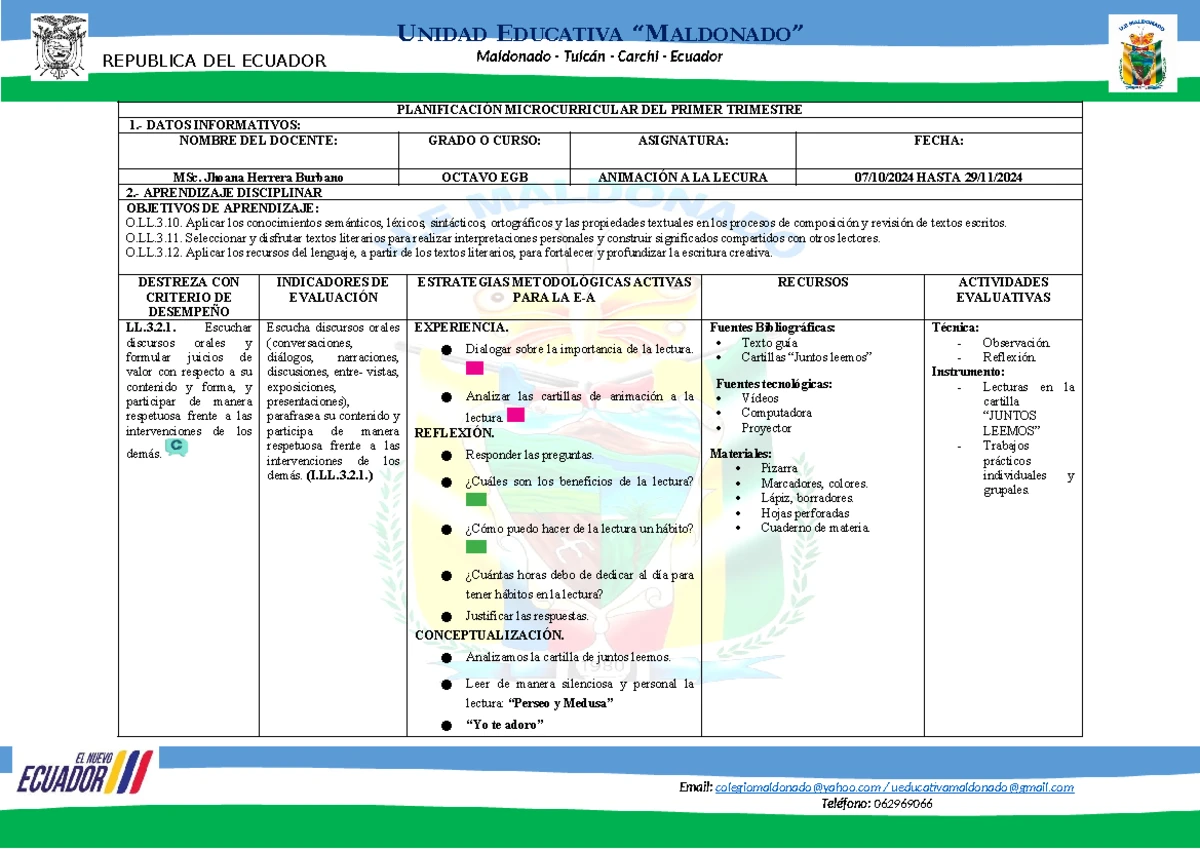 Planificación de Cívica y Atención Integral en Aula 2º BGU - Studocu