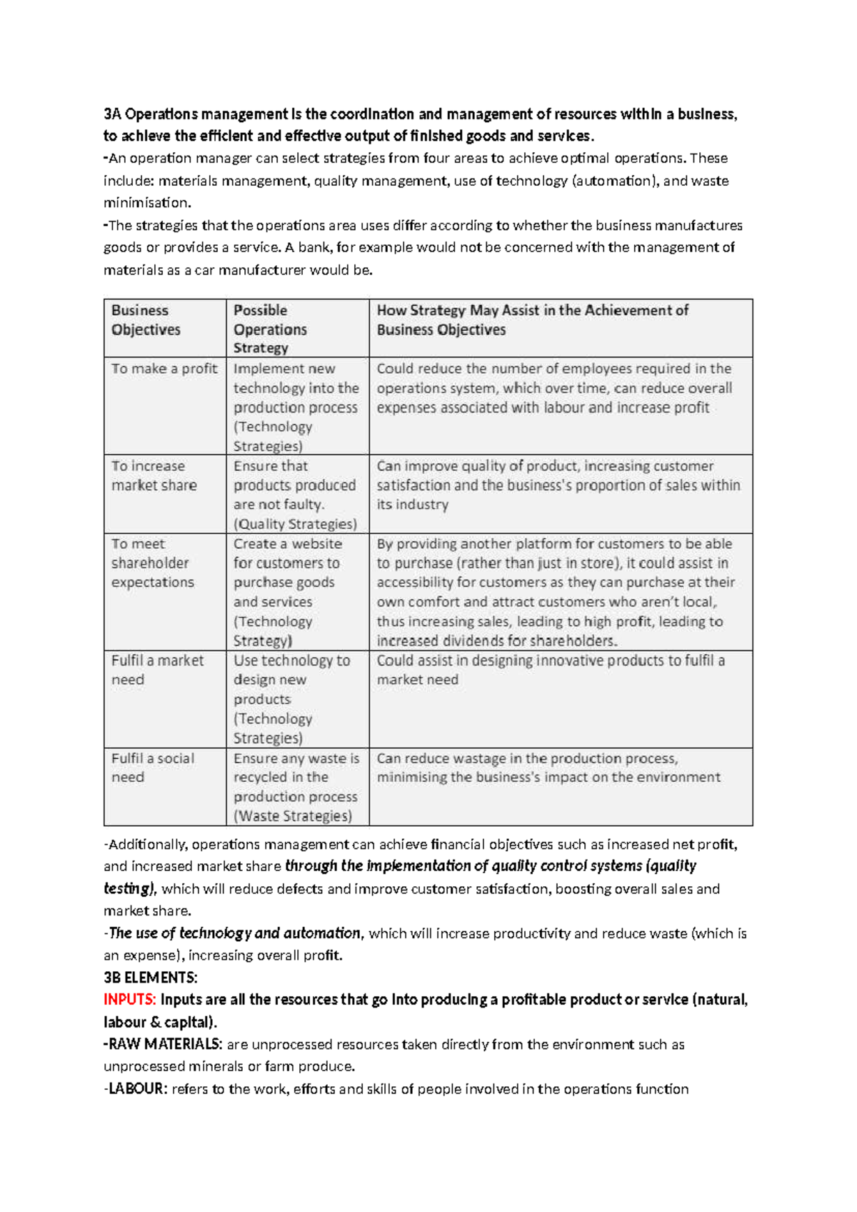 Unit 3 AOS 3 Business Management: Operations Management Overview - Studocu