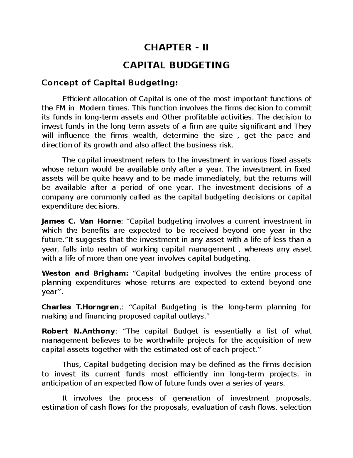 Chapter 2 - Fundamentals of Accounting II: Capital Budgeting Notes ...