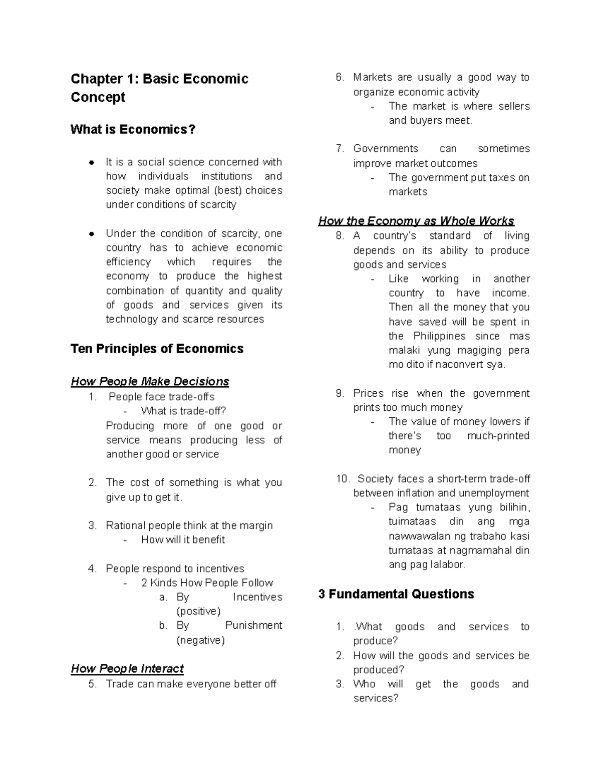 Chapter 1- Basic Economic Concept - Chapter 1: Basic Economic Concept ...
