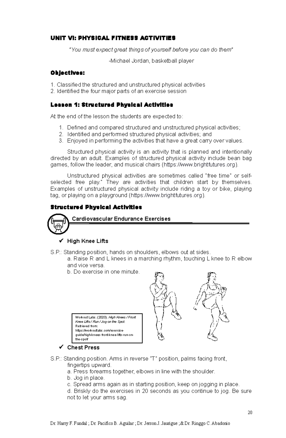 Chapter 6 In Physical Education. Structured Physical Activities And unstructured - Studocu