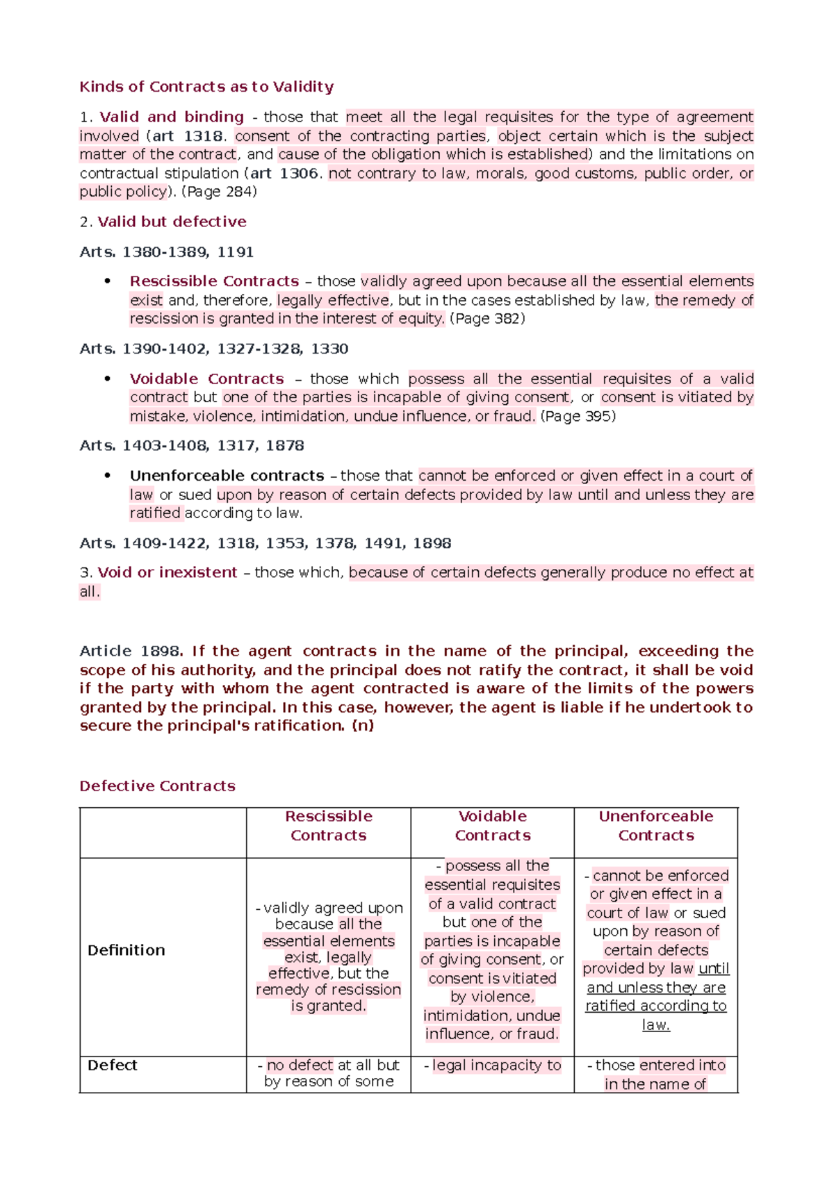 10 - Kinds of Contracts as to Validity: Valid, Voidable, and ...