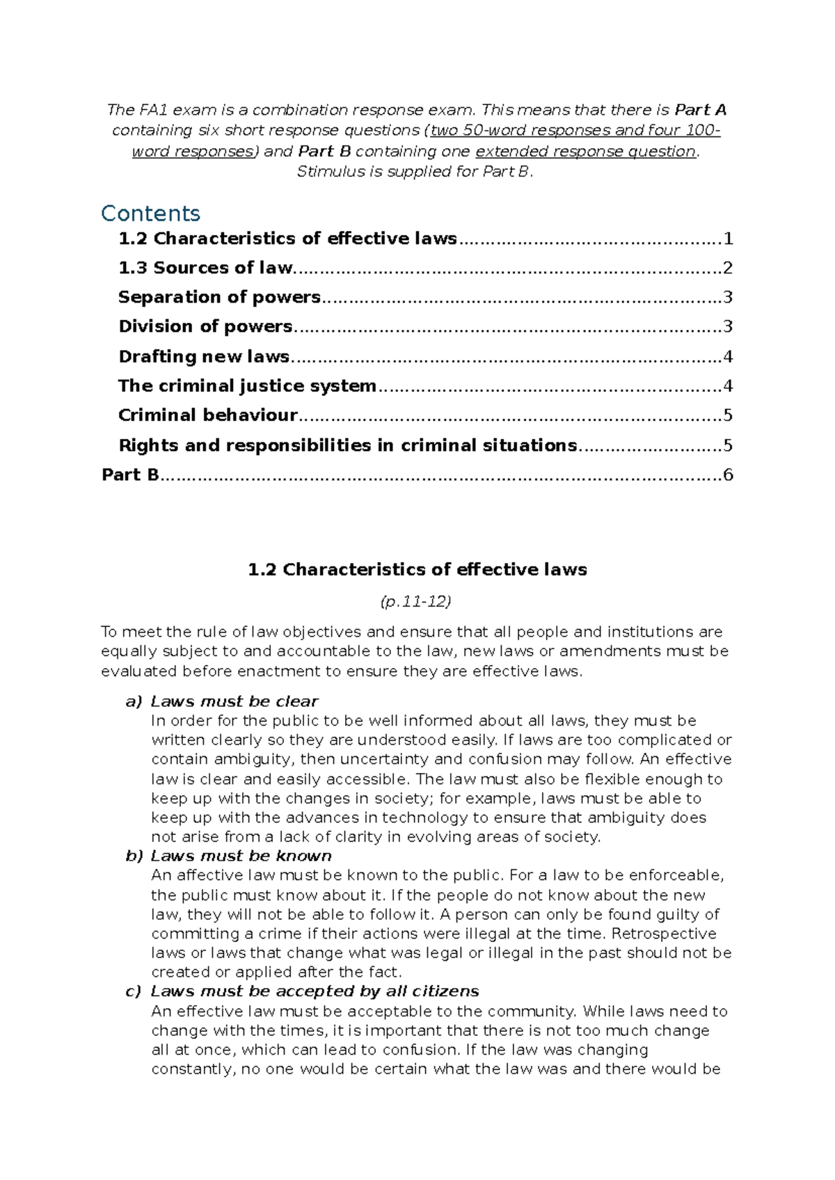 FA1 Legal Studies Final Exam Revision: Effective Laws & Justice System ...