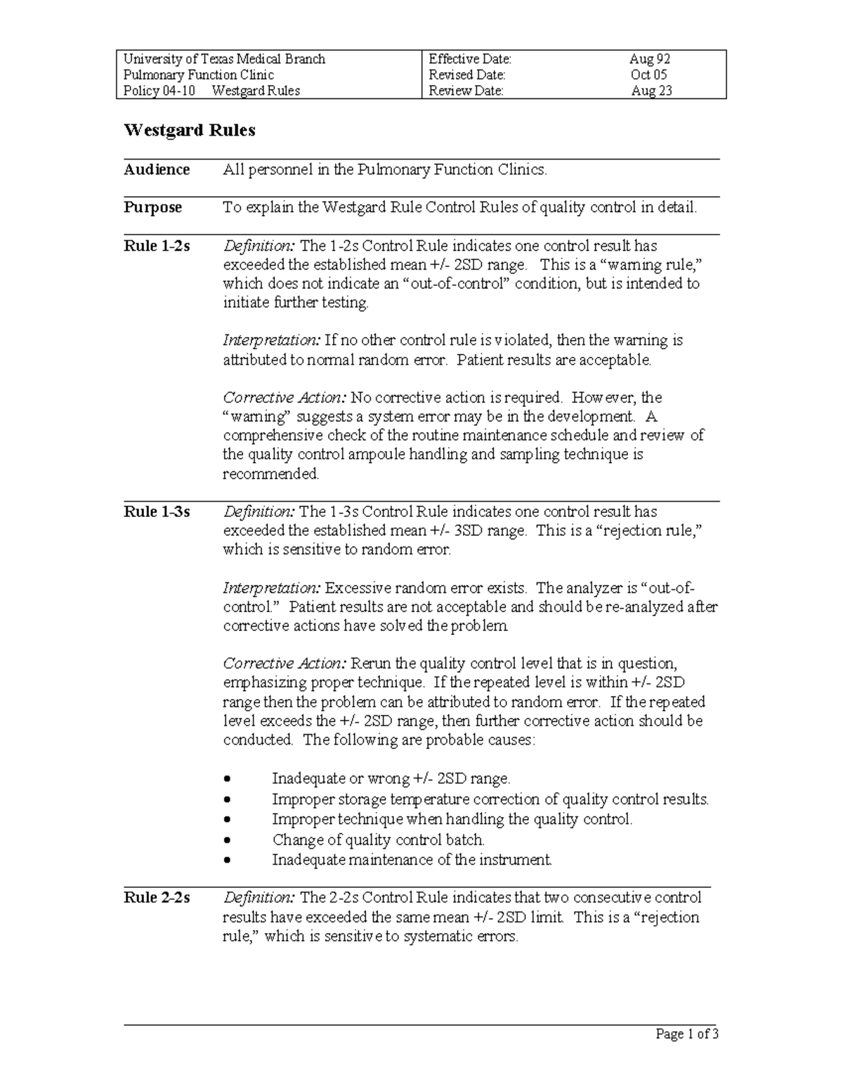 04-10 ABG - Comprehensive Overview of Westgard Control Rules - Studocu