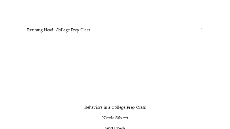 College Prep Class (CPC 101) Observation Essay on Student Behaviors ...
