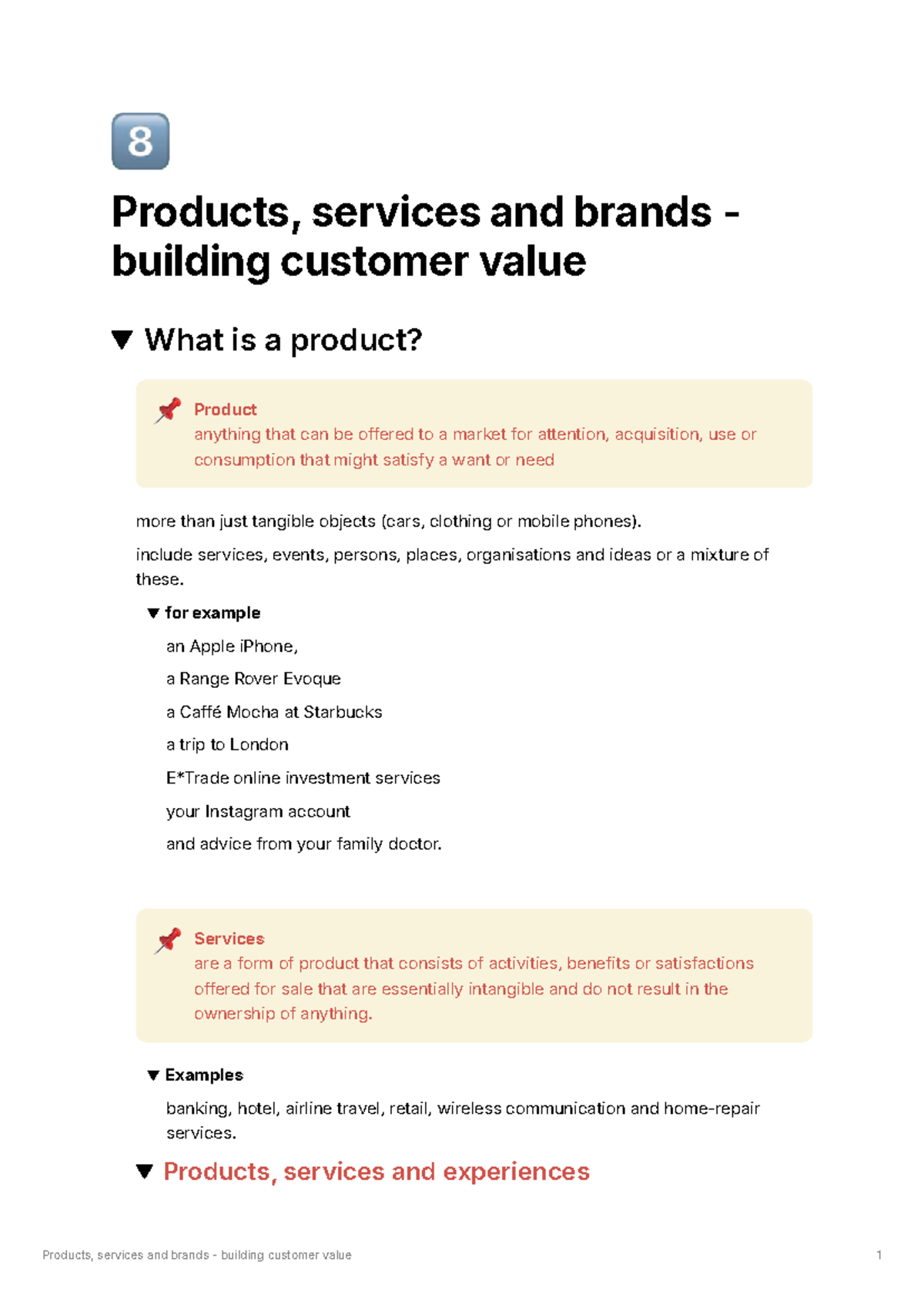 Products, Services, and Brands: Building Customer Value - Chap 8 Notes ...
