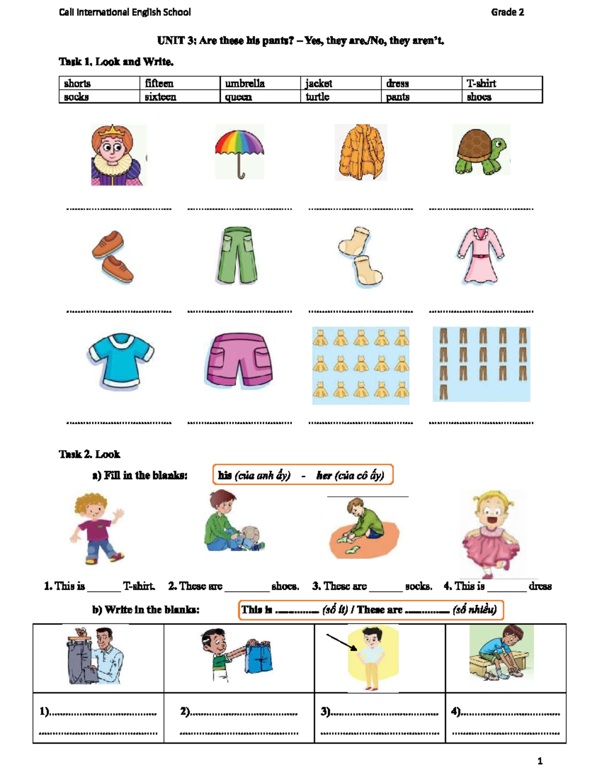 Cali International English School Grade 2 Consolidation Unit 3 & 5 ...