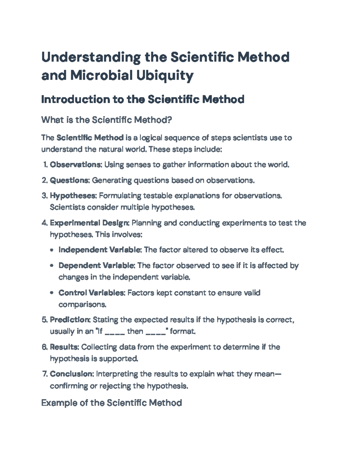 Understanding the Scientific Method and Microbial Ubiquity in Biology ...