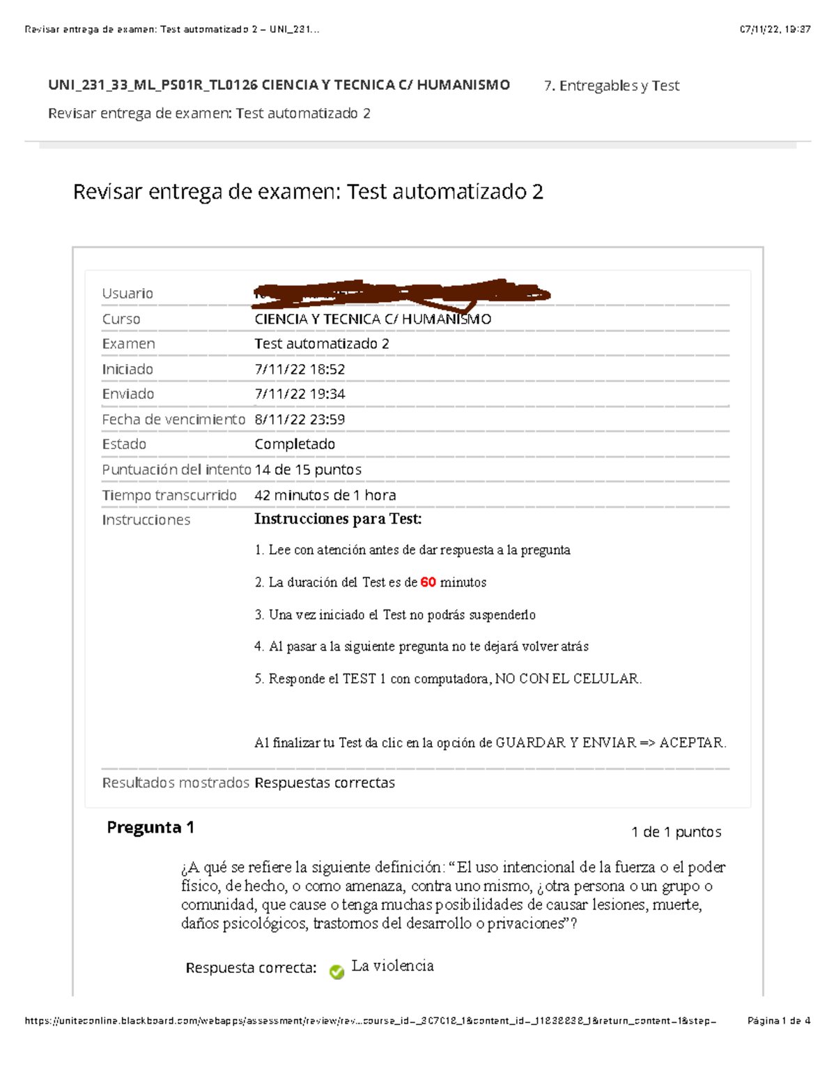 Revisar Examen Test Automatizado 2 - UNI 231: Resultados y Puntuación ...