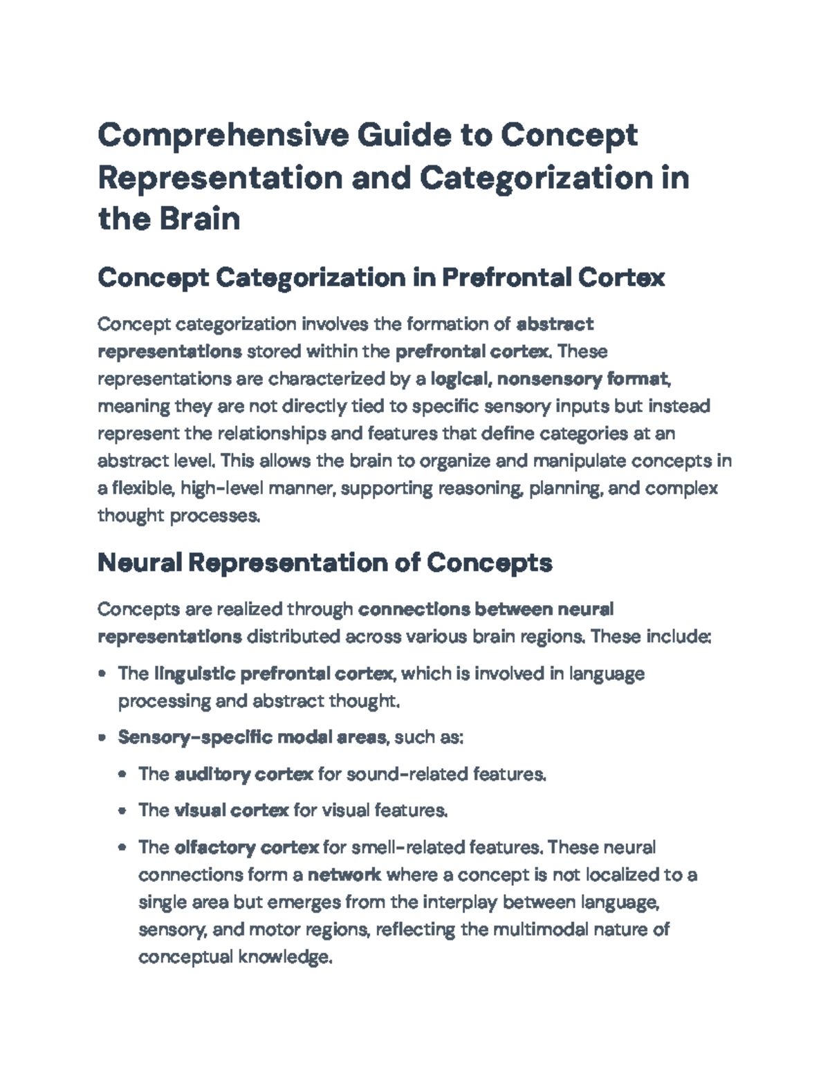 Comprehensive Overview of Concept Representation & Categorization in ...