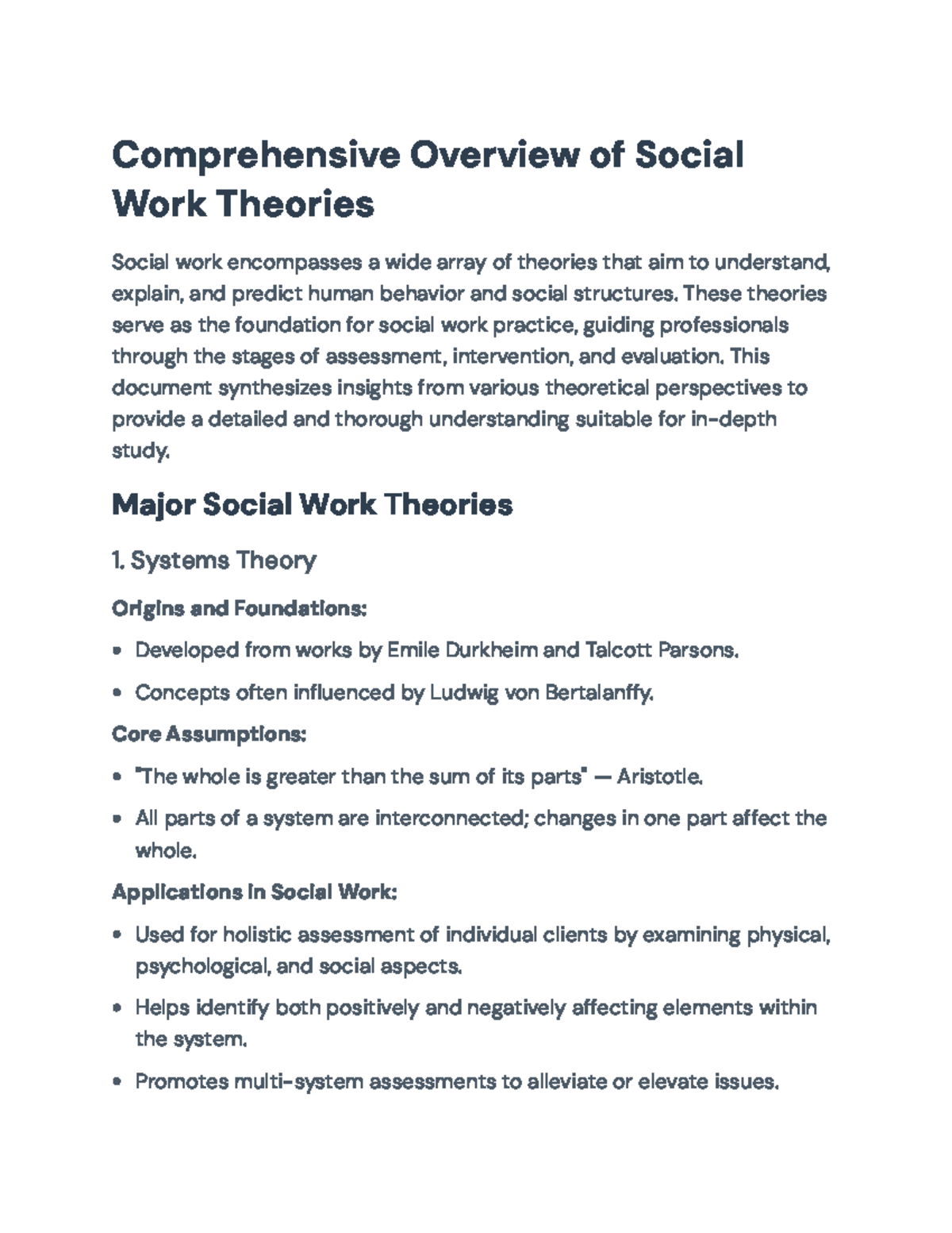 SW 101: Comprehensive Overview of Social Work Theories & Applications ...