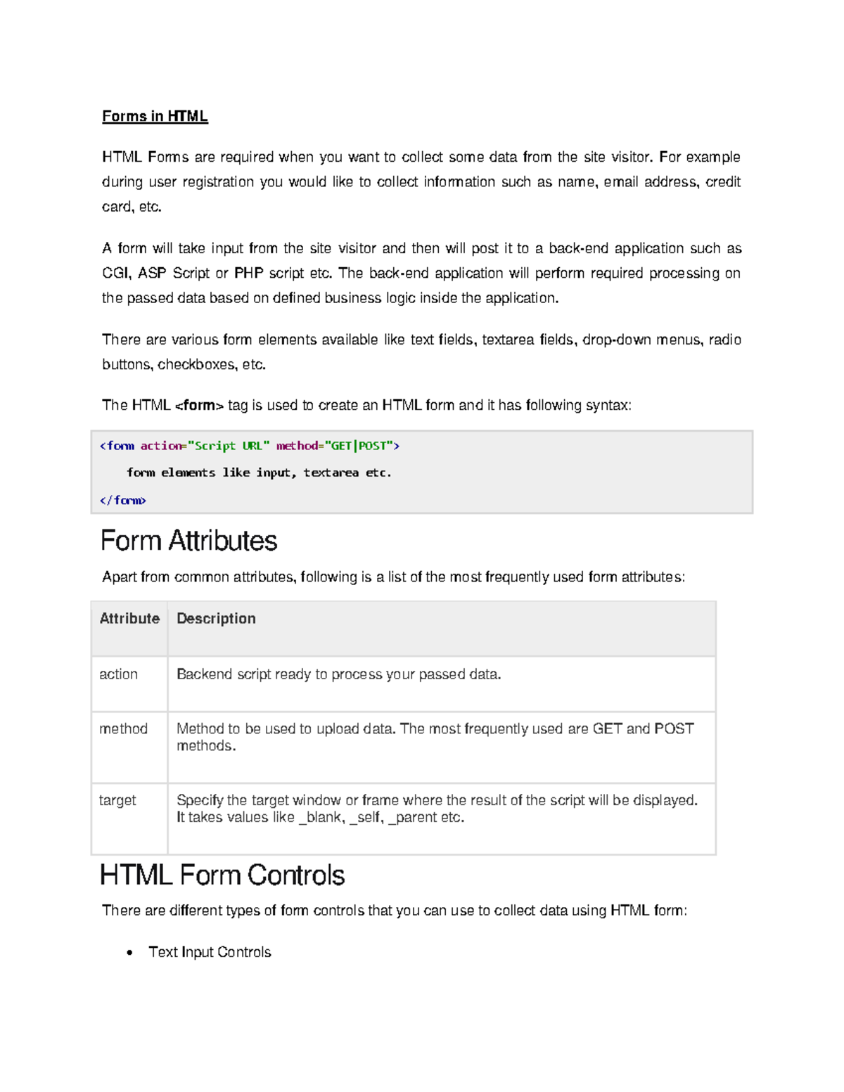 Forms in html,how to create - Forms in HTML HTML Forms are required ...
