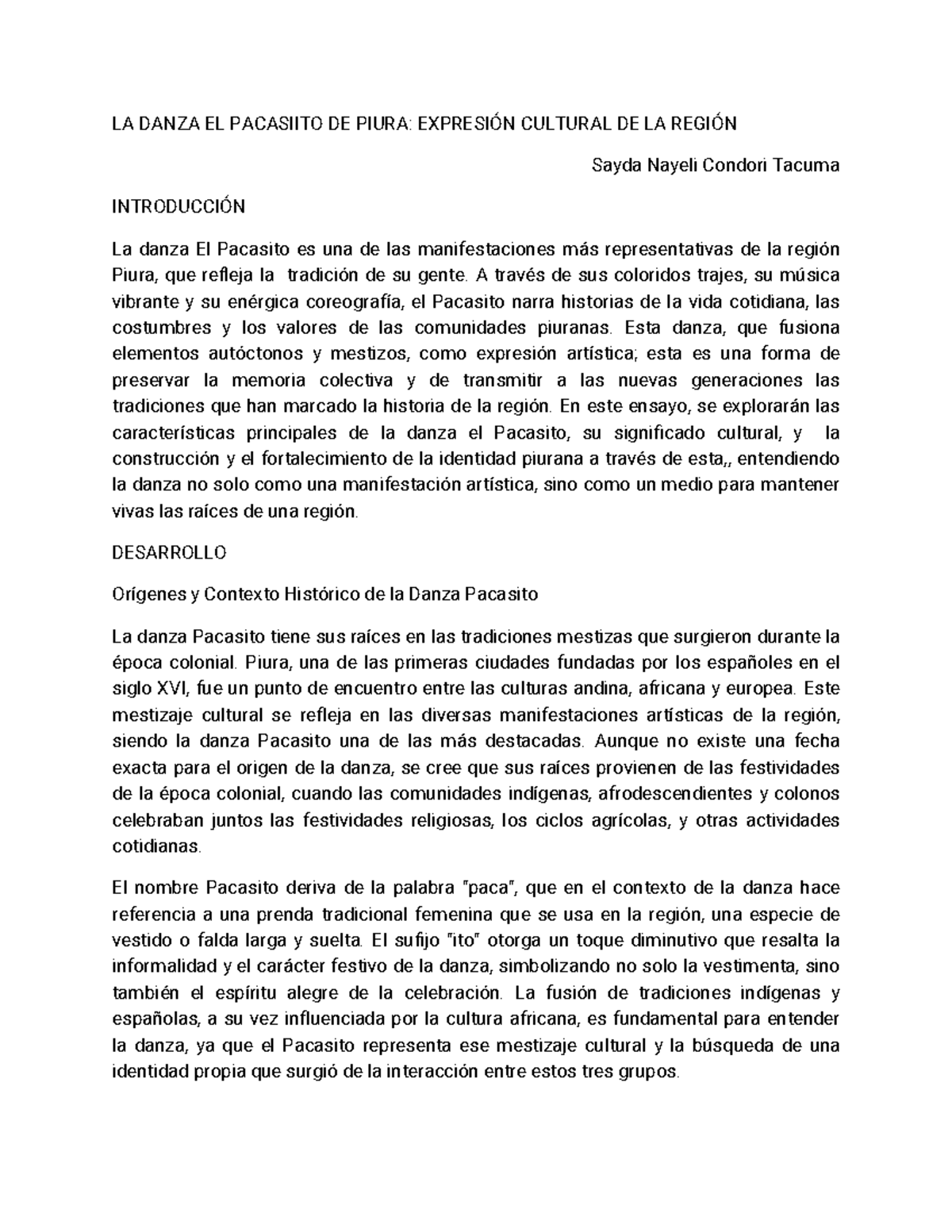 El Pacasito de Piura - LA DANZA EL PACASIITO DE PIURA: EXPRESIÓN ...