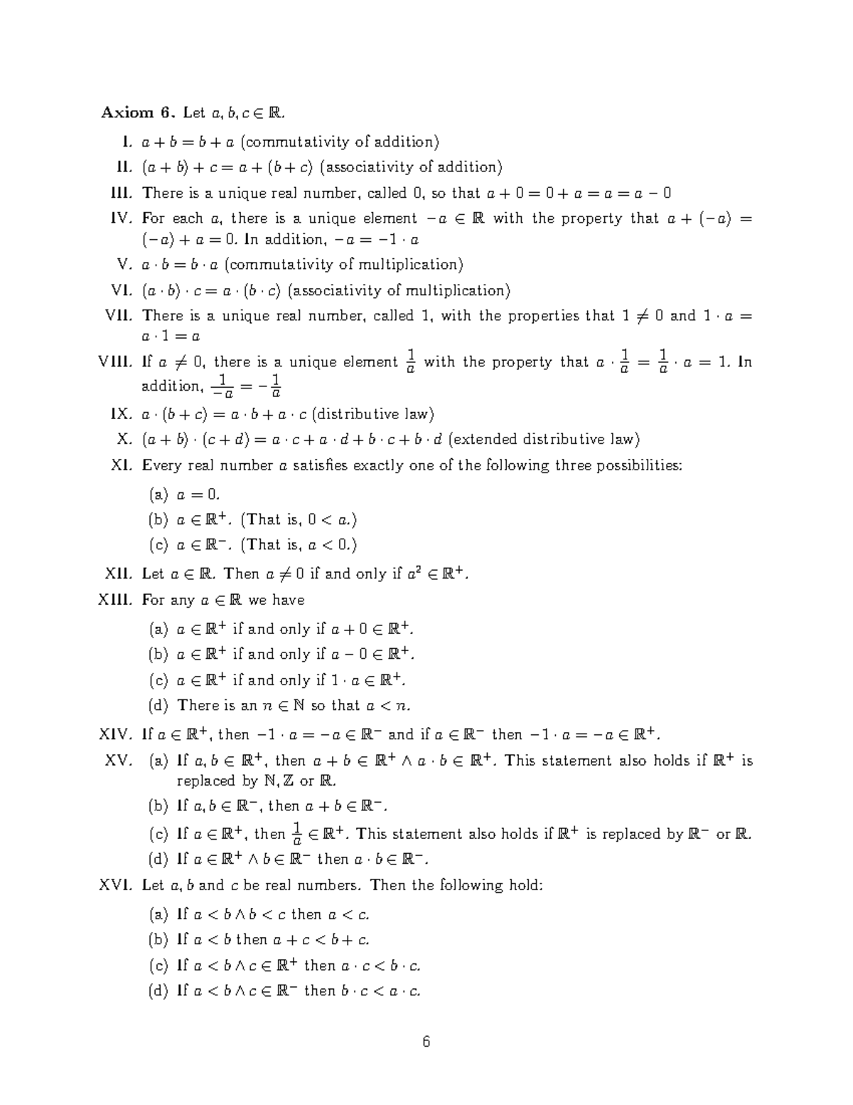Bridge Test 2: Axiom Sheet for Real Numbers - Studocu