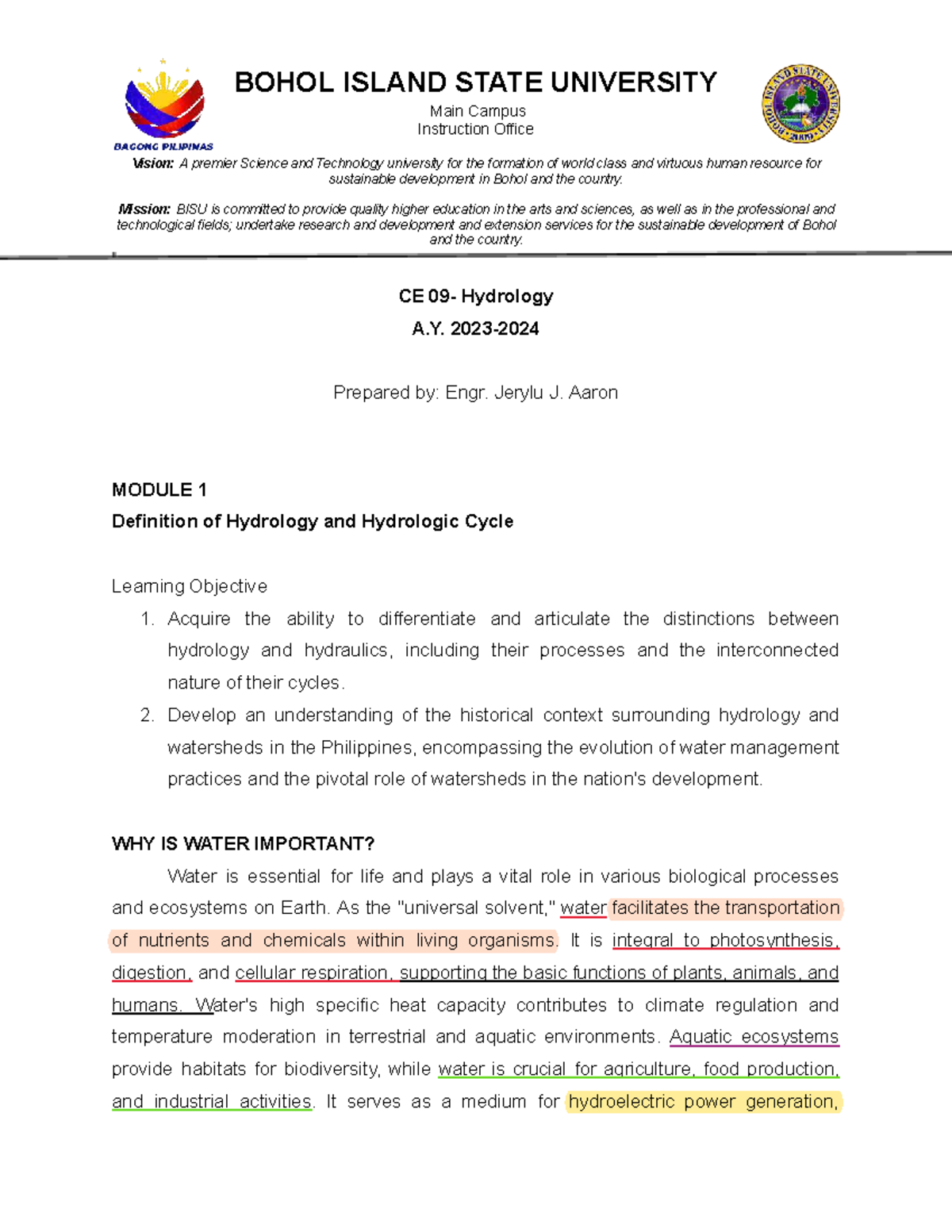 CE Hydrology Lesson 1: Understanding Hydrology and the Water Cycle ...