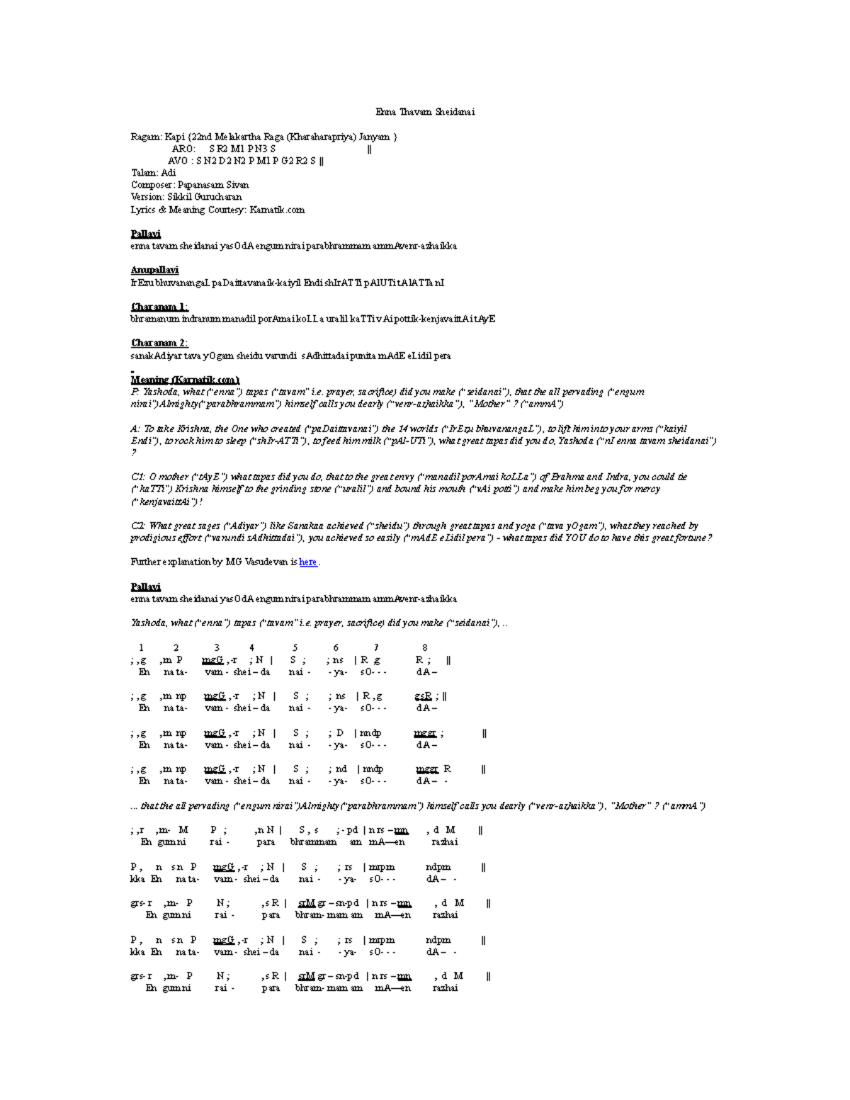 Enna Thavam Sheidanai (Kapi) - Lyrics & Meaning Analysis - Studocu