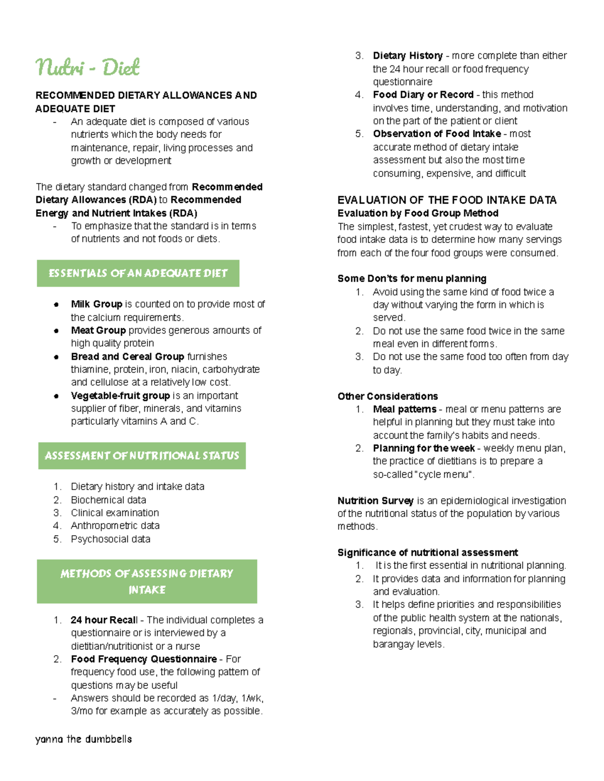 Nutri-DIET: Recommended Dietary Allowances & Nutritional Assessment ...
