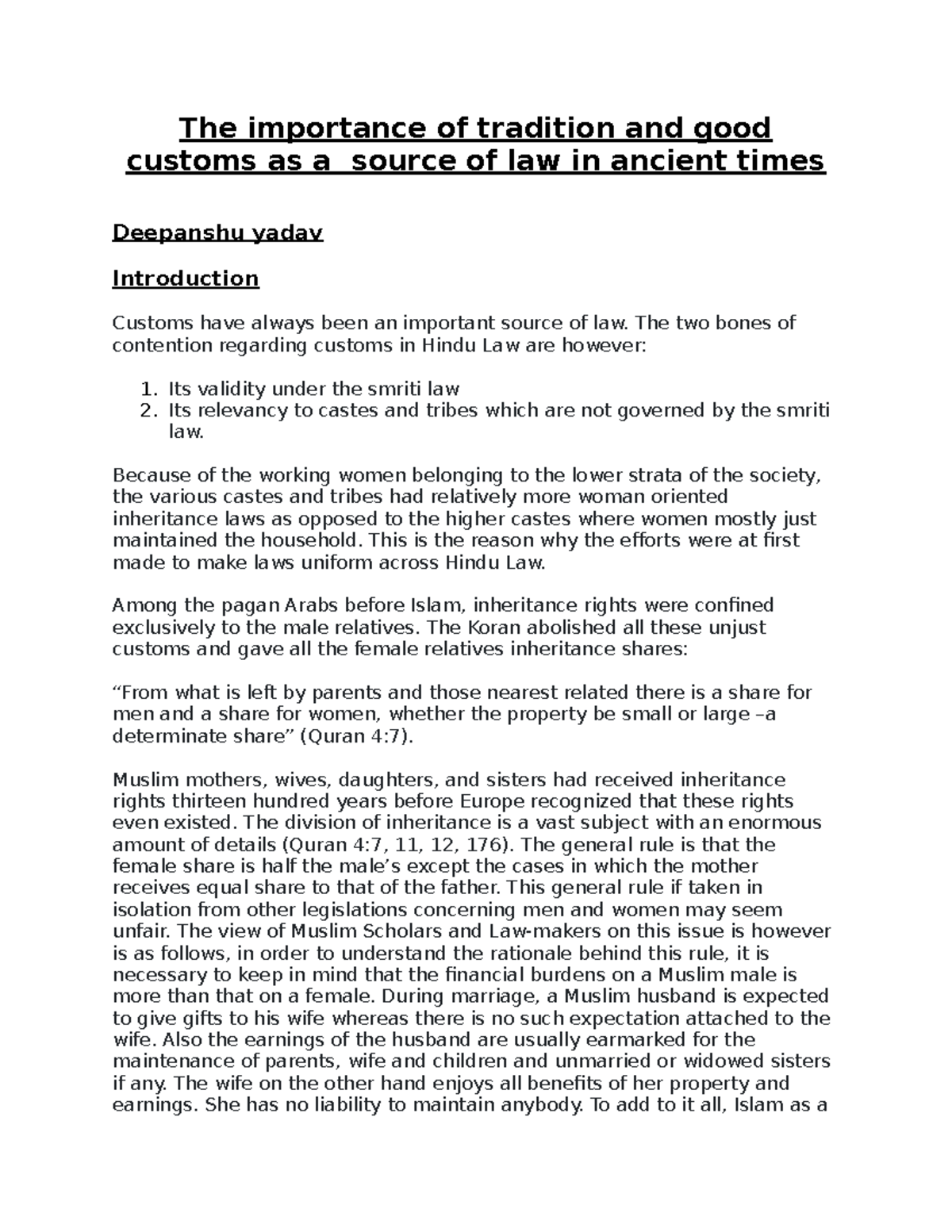 The importance of tradition and good customs as a source of law in ...