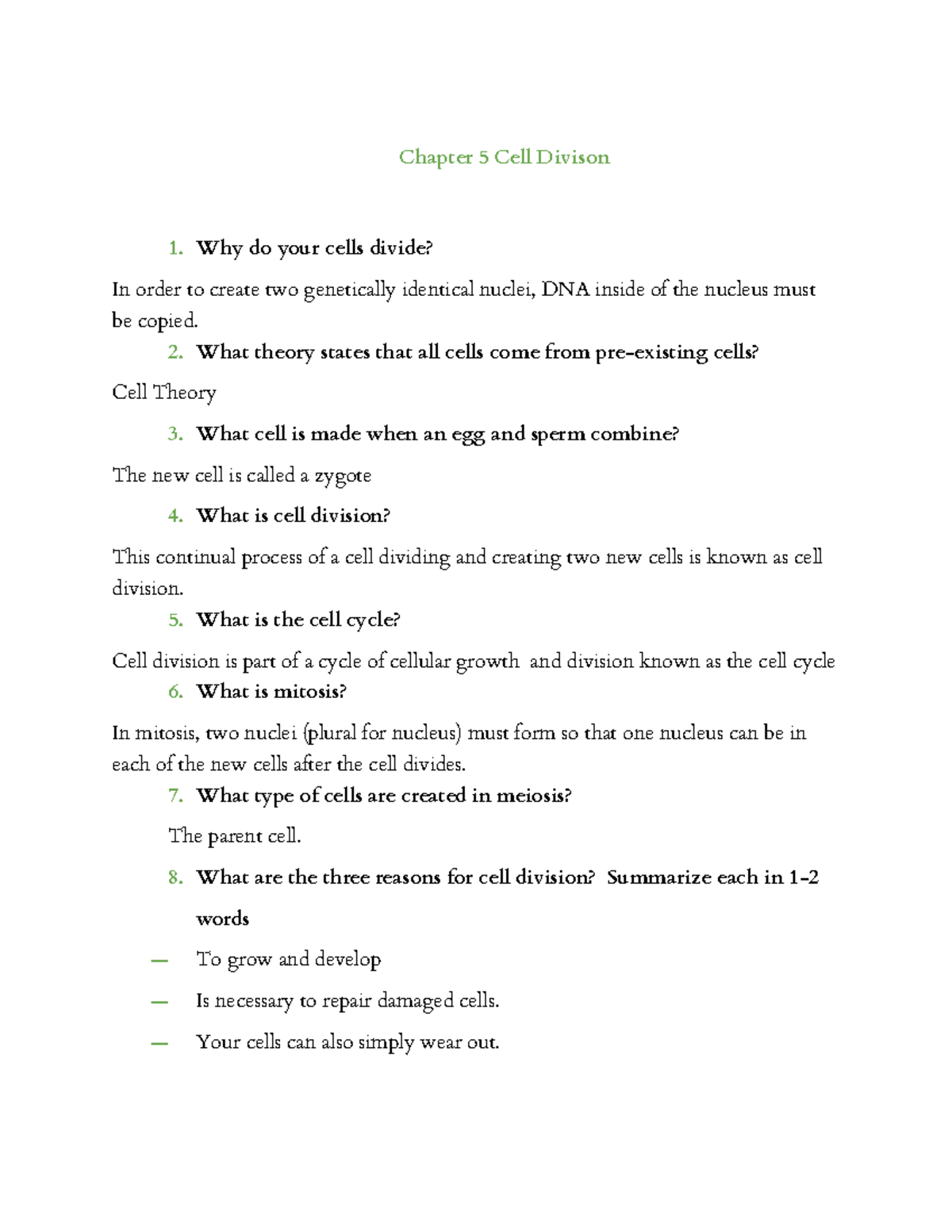Chapter 5: Cell Division - Key Concepts and Processes - Studocu