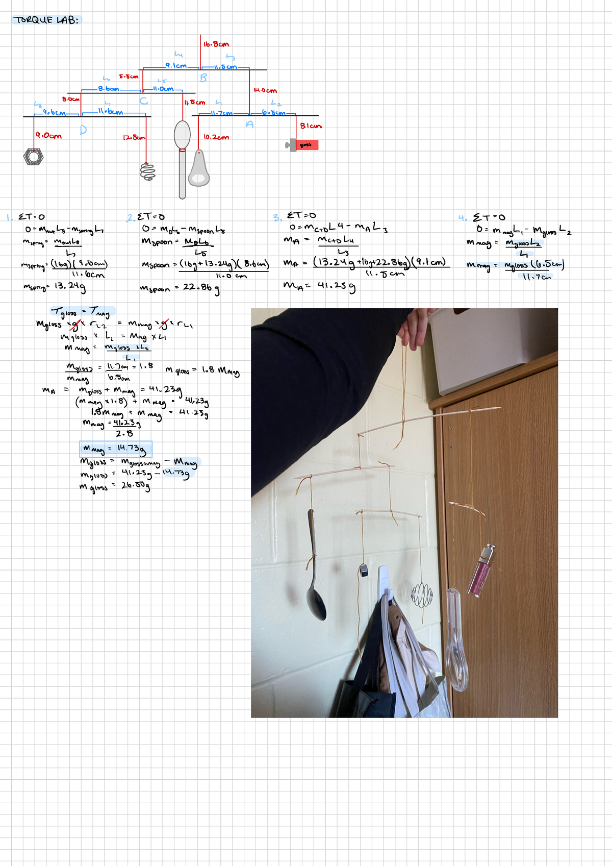 Torque lab physics 1080 - TORQUE LAB : ####### 16. 8cm L 1 cm 11. 5 cm ...