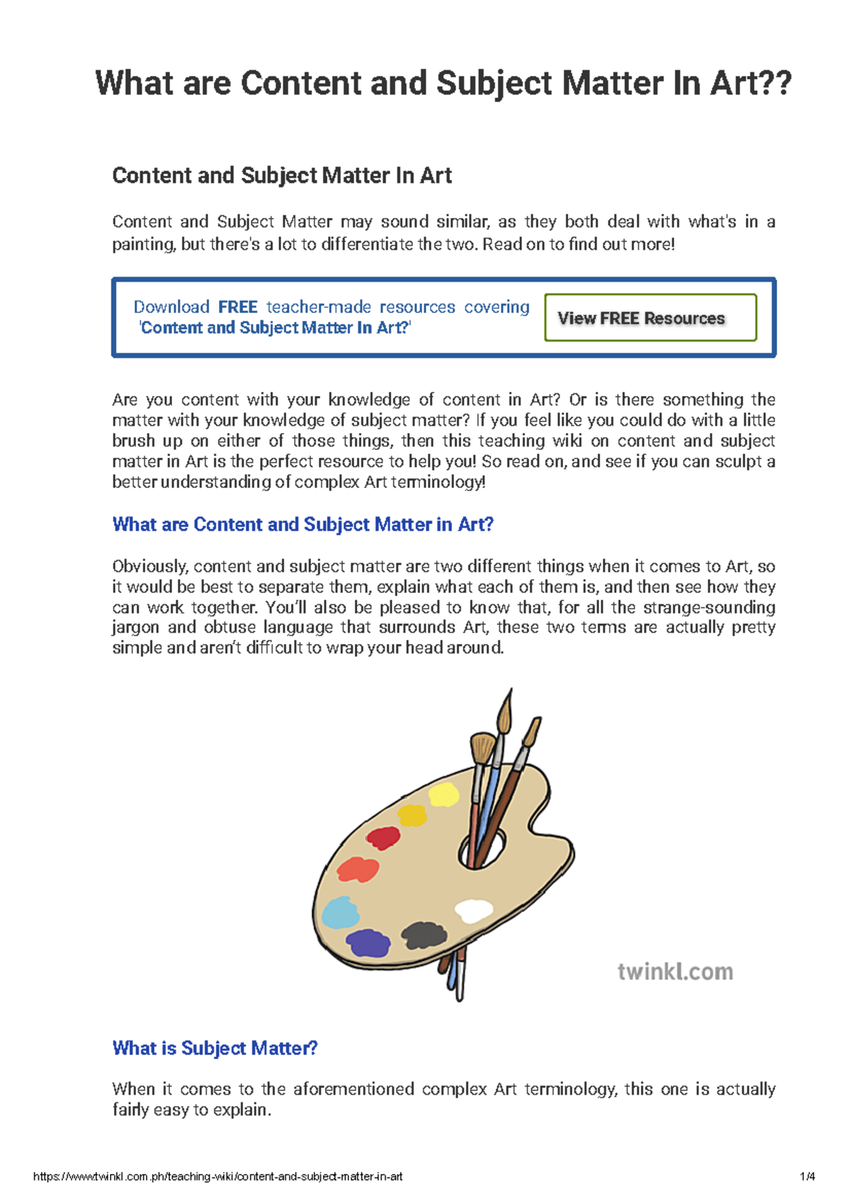 Understanding Content & Subject Matter in Art – Teaching Resource Guide ...