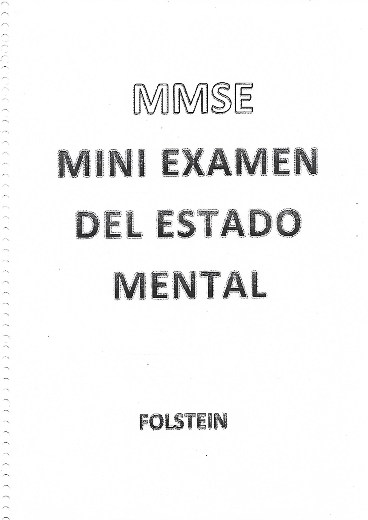 MMSE Examen del Estado Mental de Folstein - Guía Completa - Studocu