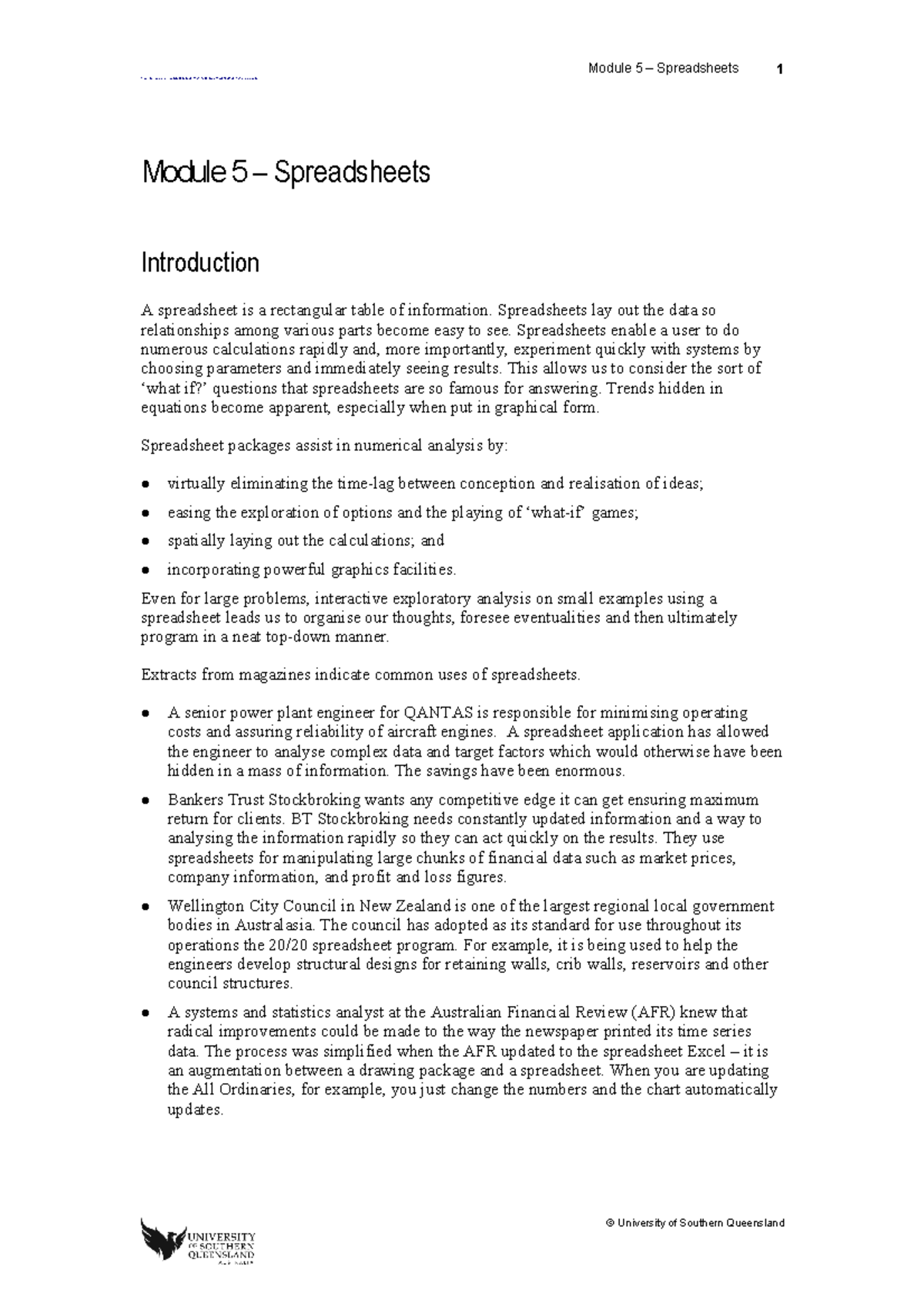 Module 05 - Module 5 Spreadsheets 1 Module 5 Spreadsheets Introduction ...