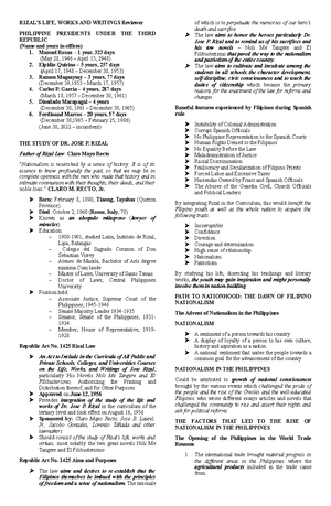 PPT Lessons 1 7 Rizal - Lesson 1: RIZAL LAW REPUBLIC ACT 1425. Authored ...