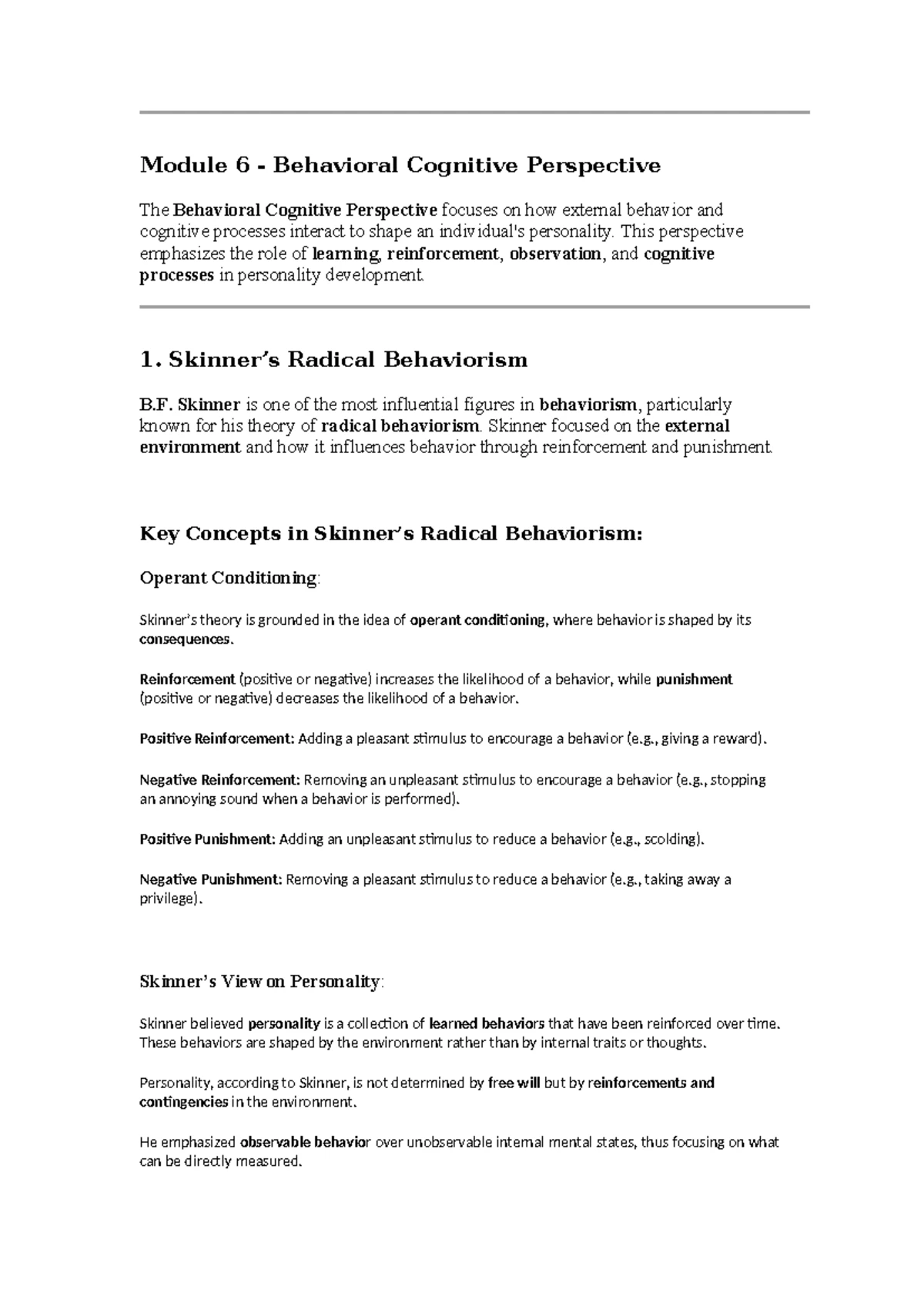 Personality Theory: Comprehensive Notes for PSY 101 Class - Studocu