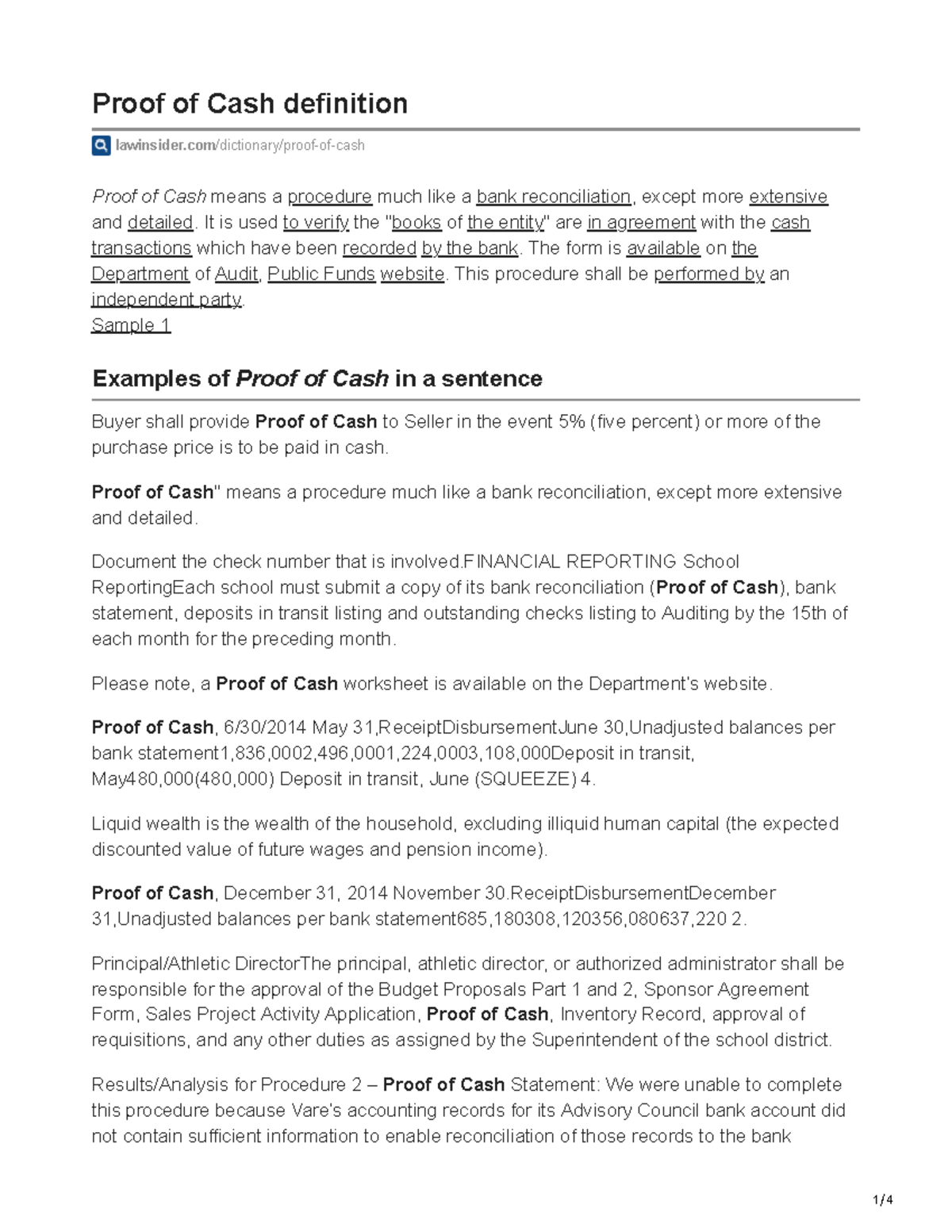 Proof of Cash Overview - Intermediate Accounting 1 Document - Studocu