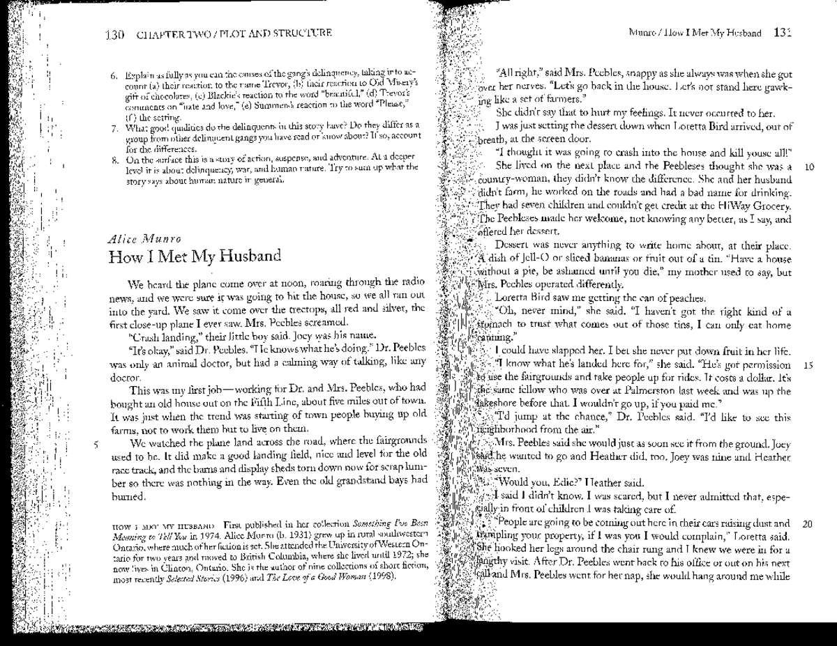 130 CHAPTER TWO PLOT AND STRUCTURE: Analysis of "How I Met My Husband ...