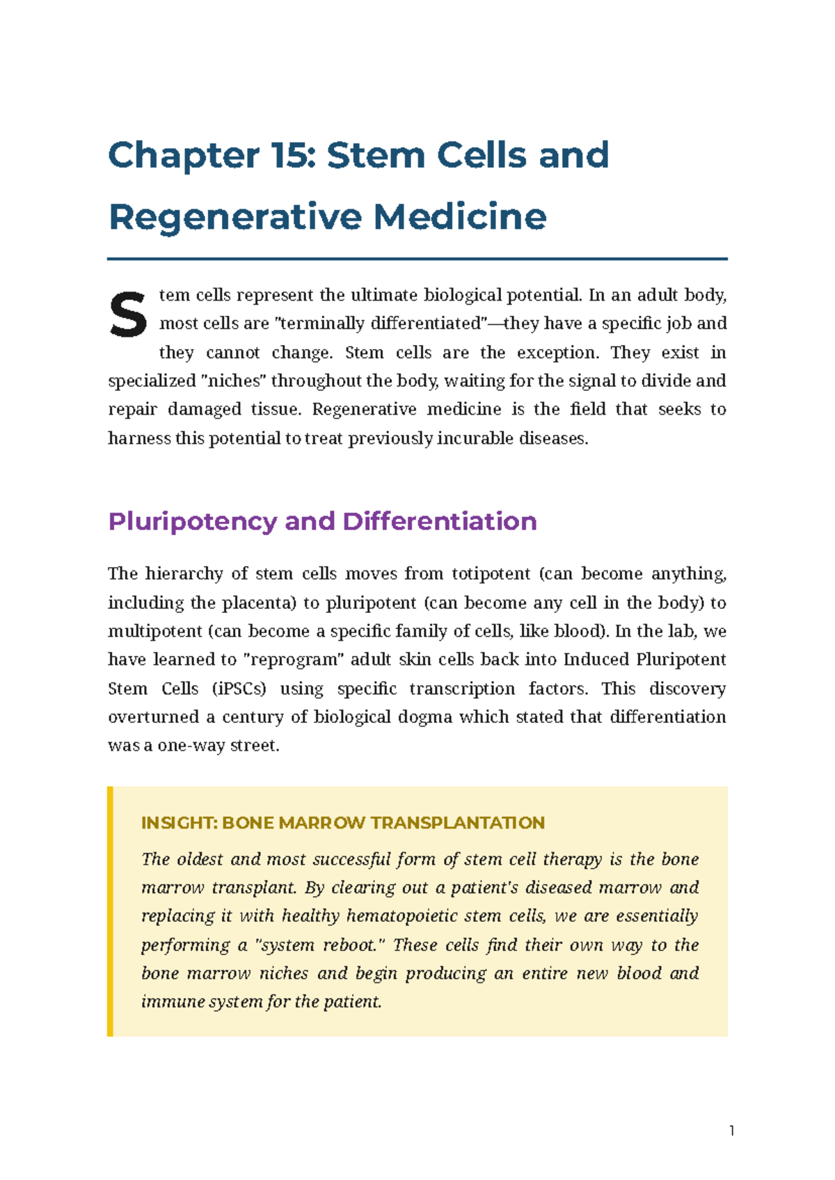 Chapter 15: Stem Cells & Regenerative Medicine Insights - Studocu