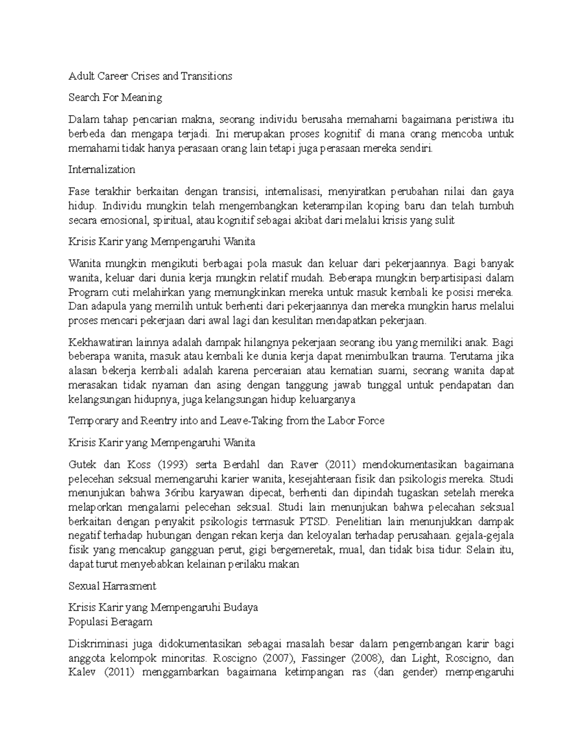 Adult Career Crises & Transitions: Challenges for Women & Minorities ...