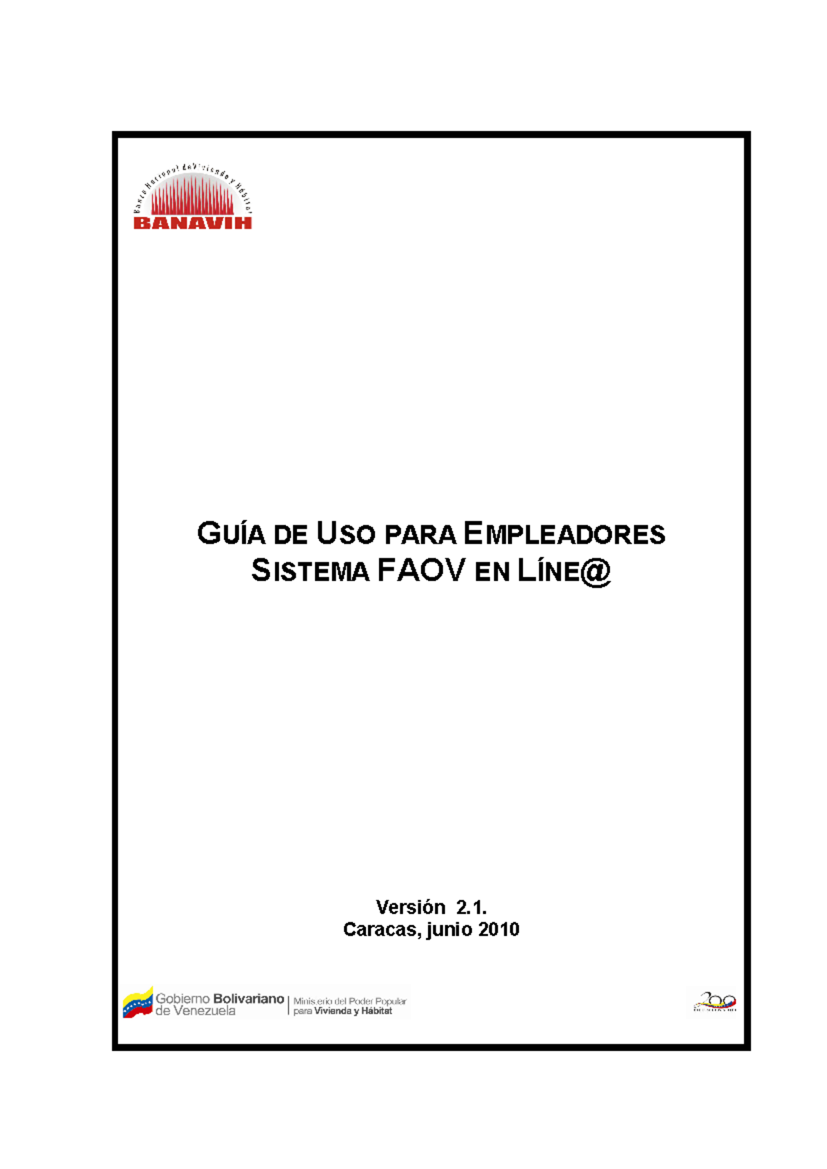 Guía de Estudio FAOV- Banavih: Manual para Empleadores (Versión 2.1 ...