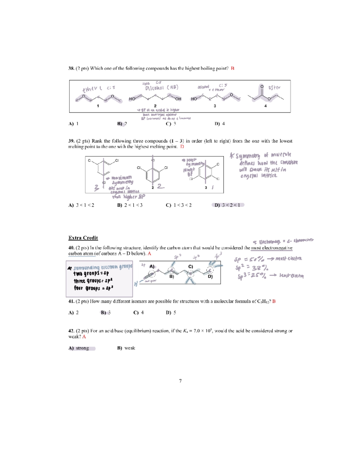 Ochem 1-Practice Exam 1 part 4 - 38. (2 pts) Which one of the following ...