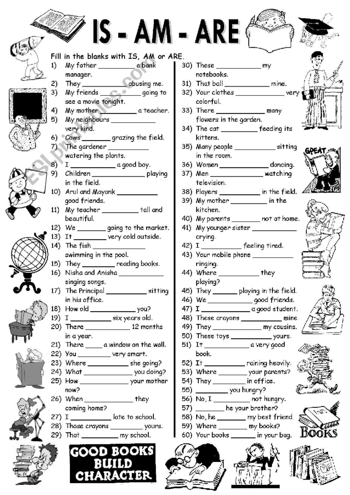 IS, AM, ARE: Fill in the Blanks Exercise for English Learning - Studocu