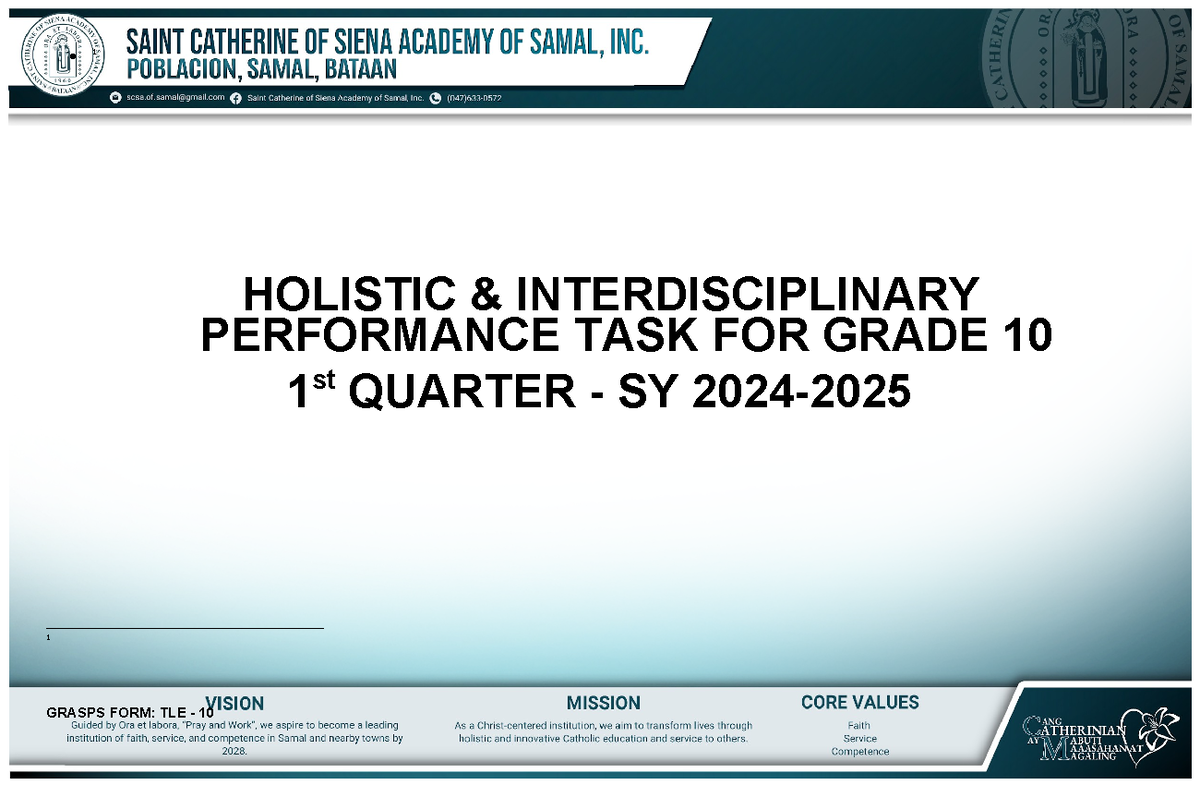 HIPT 10 - 1st Quarter - MS word - 1 1 HOLISTIC & INTERDISCIPLINARY ...