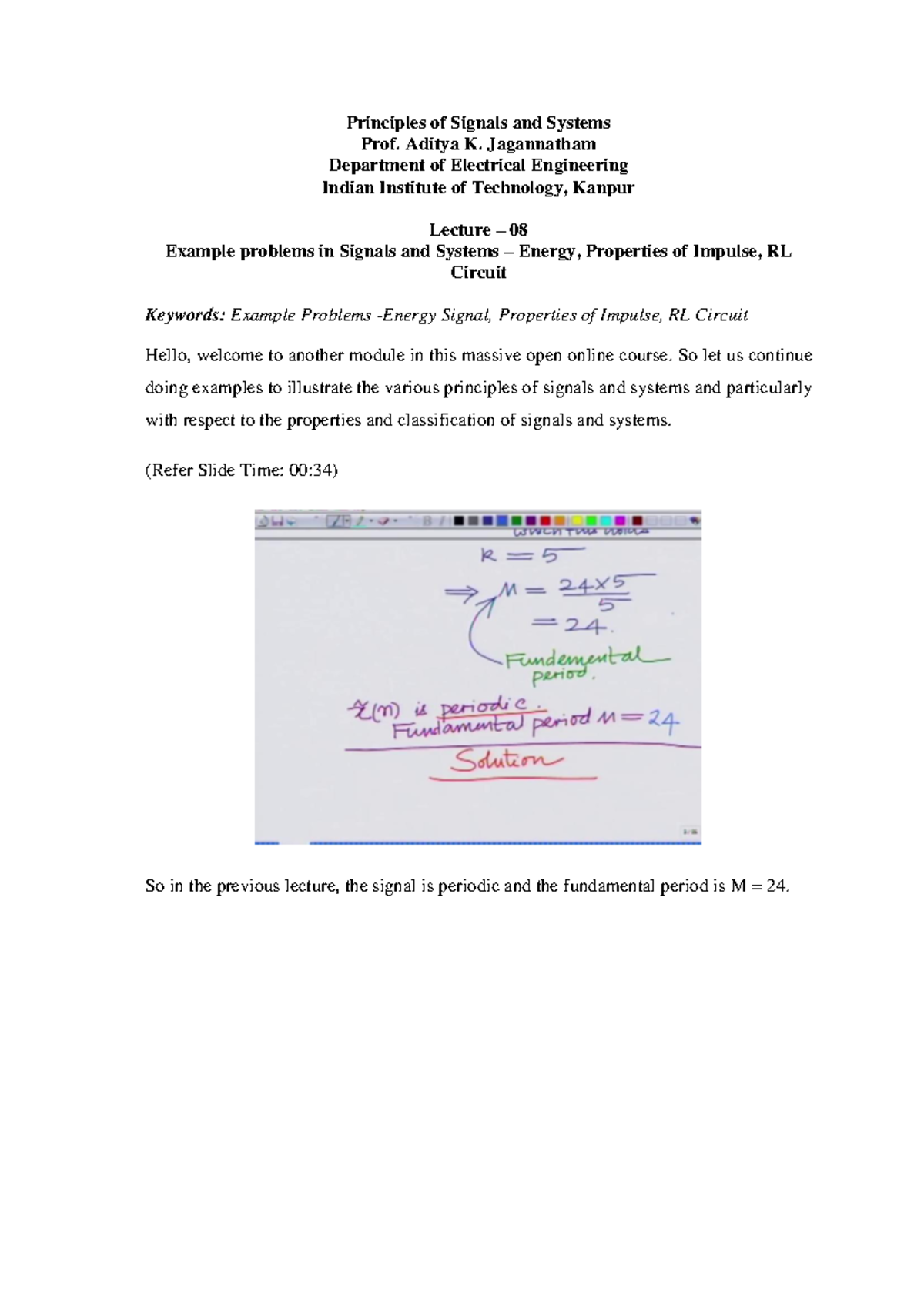 Lec 08 - Example Problems: Signals & Systems (EE Course) - Studocu