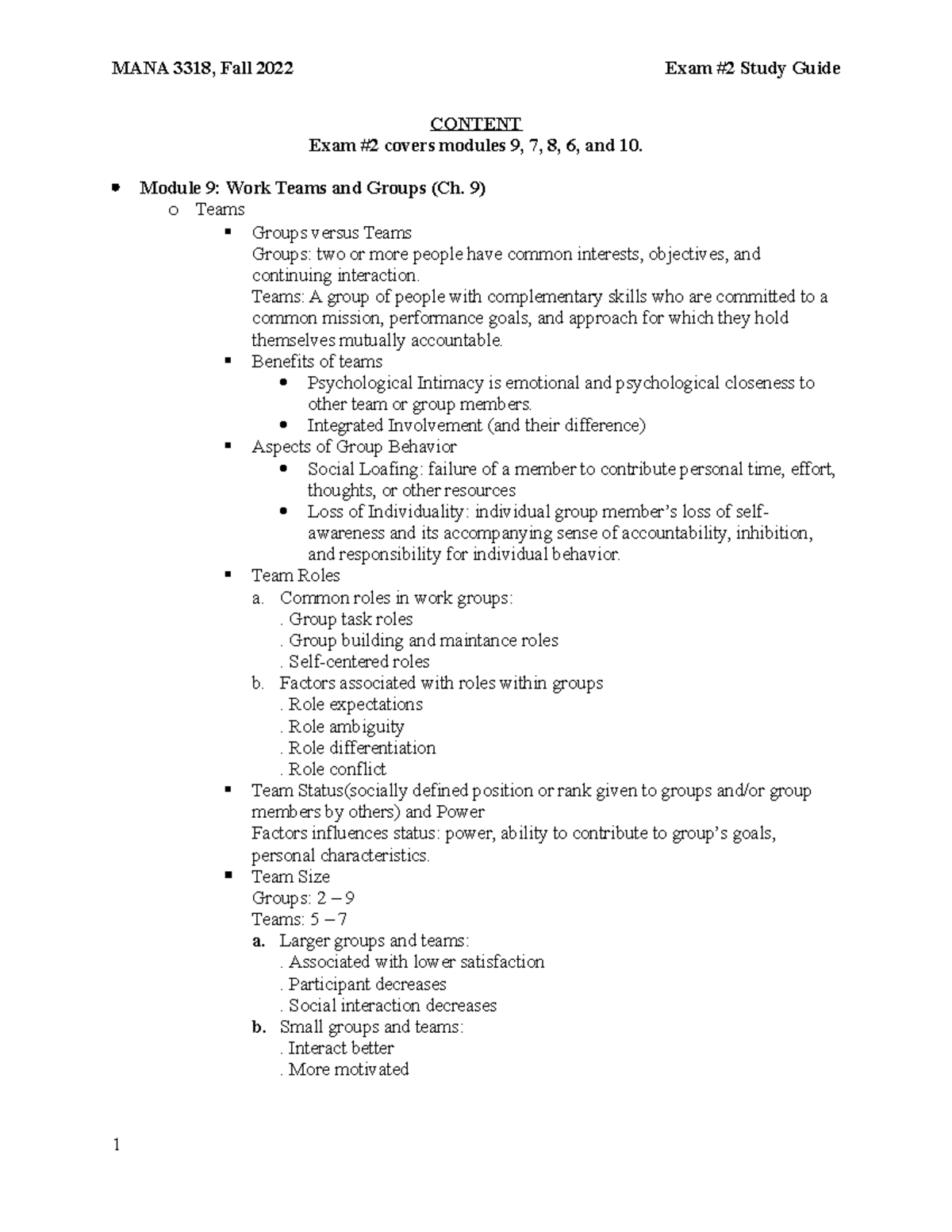 Exam #2 Study Guide - Review - CONTENT Exam #2 covers modules 9, 7, 8 ...