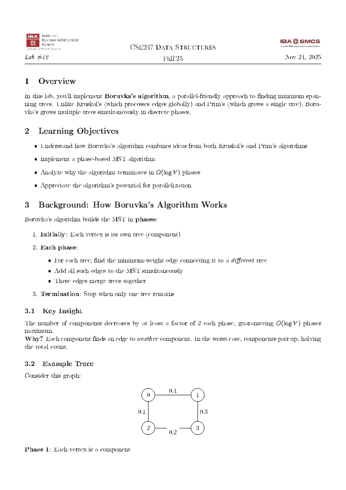 CSE247 Lab 1: Implementing Boruvka's MST Algorithm Overview - Studocu