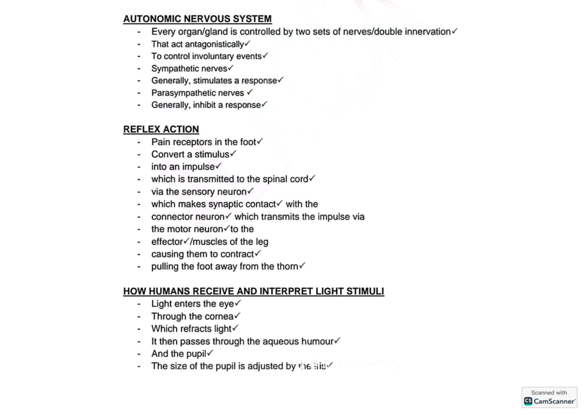 Term 2 LFSC - Autonomic Nervous System and Reflex Actions Overview ...