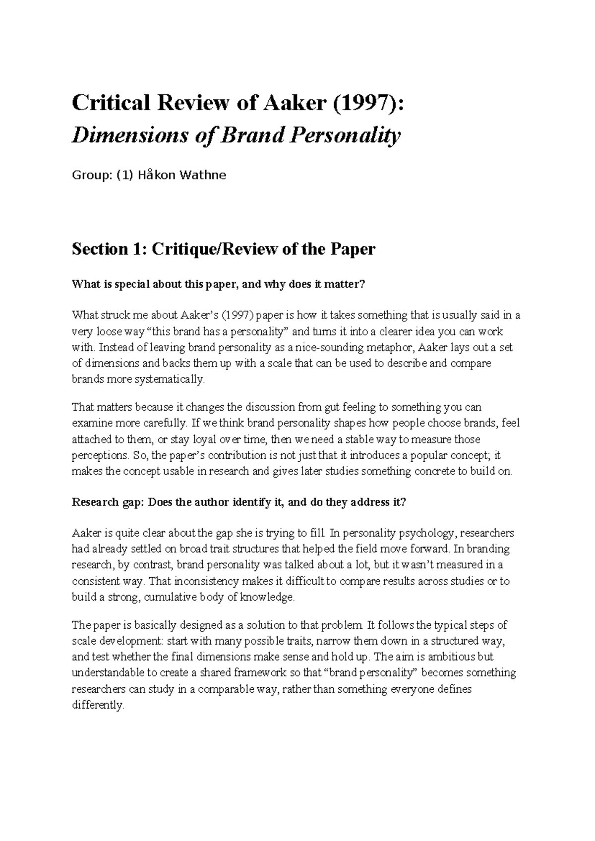 Critical Review of Aaker (1997): Brand Personality Dimensions ...