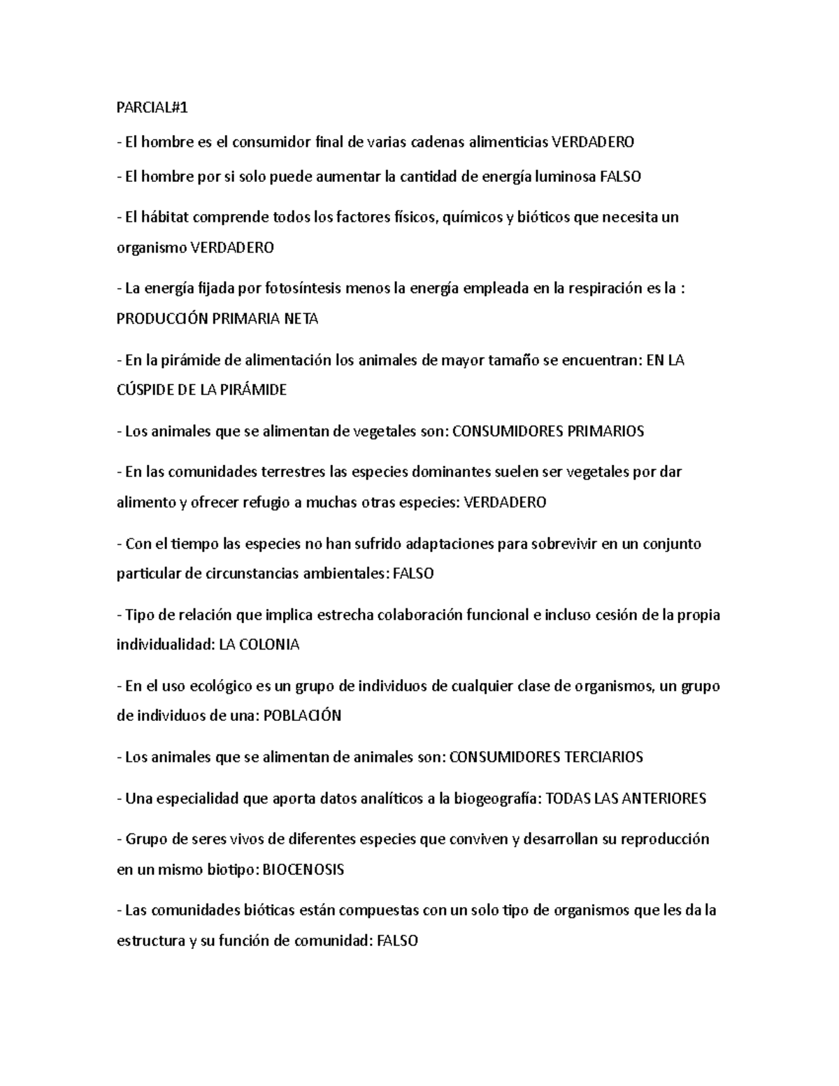 Parcial #1 Educación Ambiental: Resumen y Respuestas Clave - Studocu