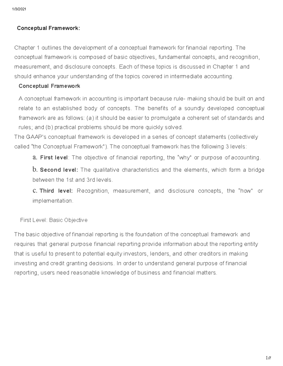 Conceptual Framework: Chapter 1 Overview for Intermediate Accounting ...