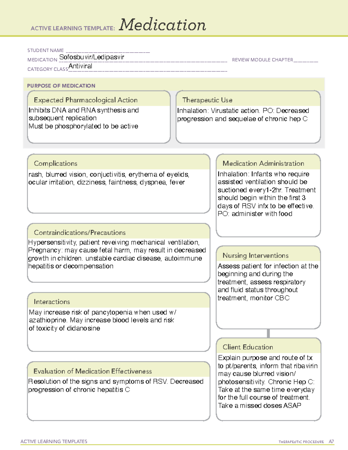 Medication - Active Learning Template for Therapeutic Procedures - Studocu