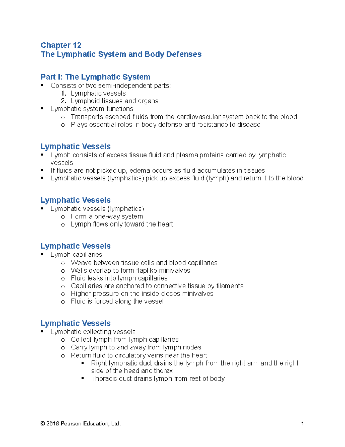 Ch 12 Handout - The Lymphatic System & Body Defenses in AnaPhy - Studocu