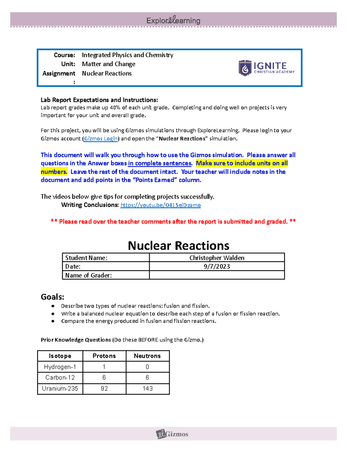Walden SIPC03 Nuclear Reactionsv - Course: Integrated Physics and ...