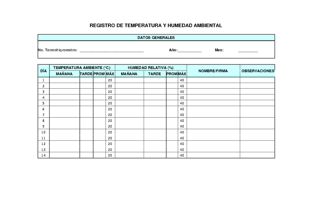 Registro de Temperatura y Humedad en Bodega - Studocu