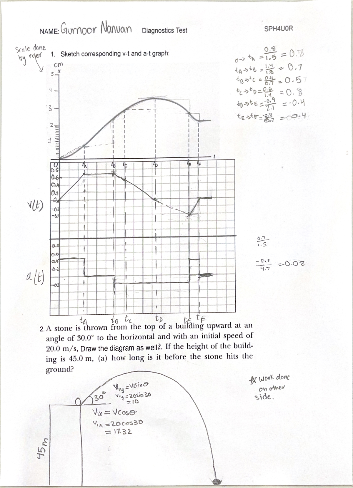 SPH4U0R Diagnostics Test: Math Skills Practice & Physics Concepts - Studocu
