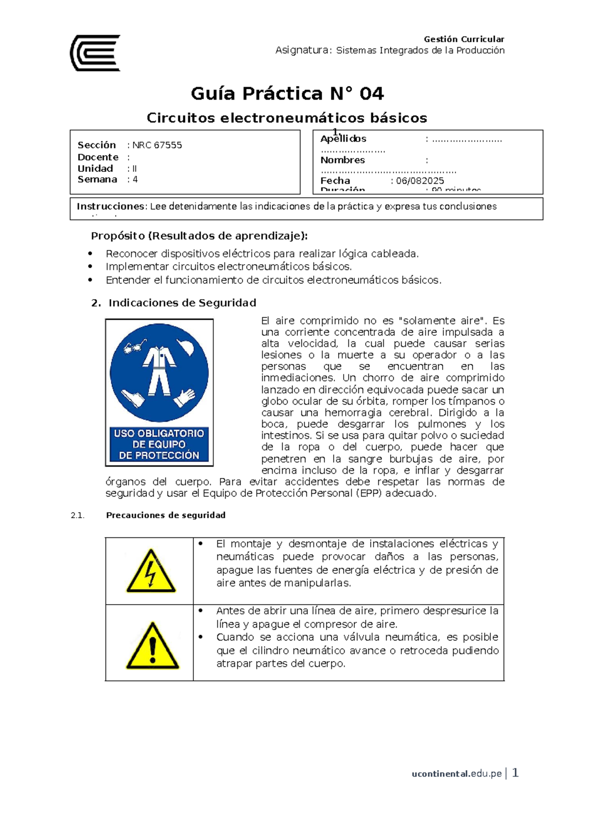 Guía Práctica 04: Circuitos Electroneumáticos Básicos - SIP - Studocu